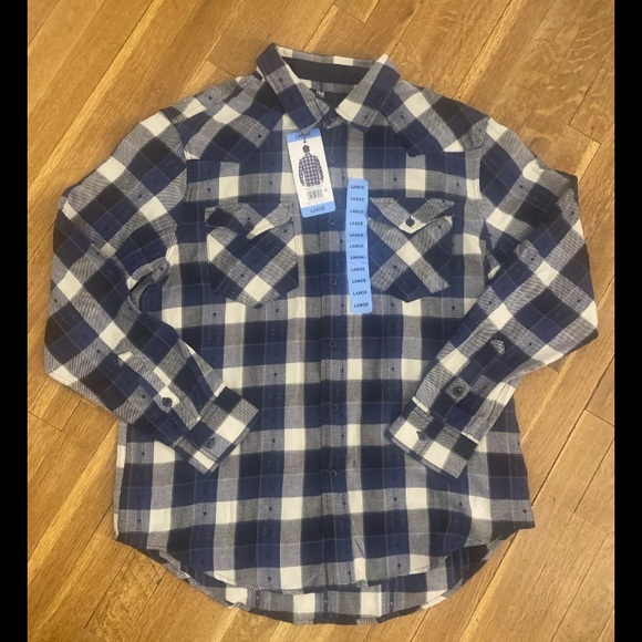 Shirts | Frye Flannel Shirt Deep Night Sky Size Large Front Pockets ...
